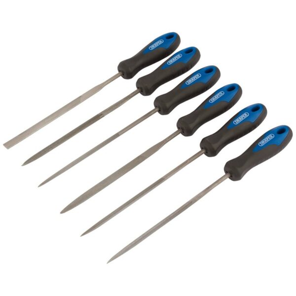 Draper Needle File Set of 6 with Soft Grip Handles - Squires Tools